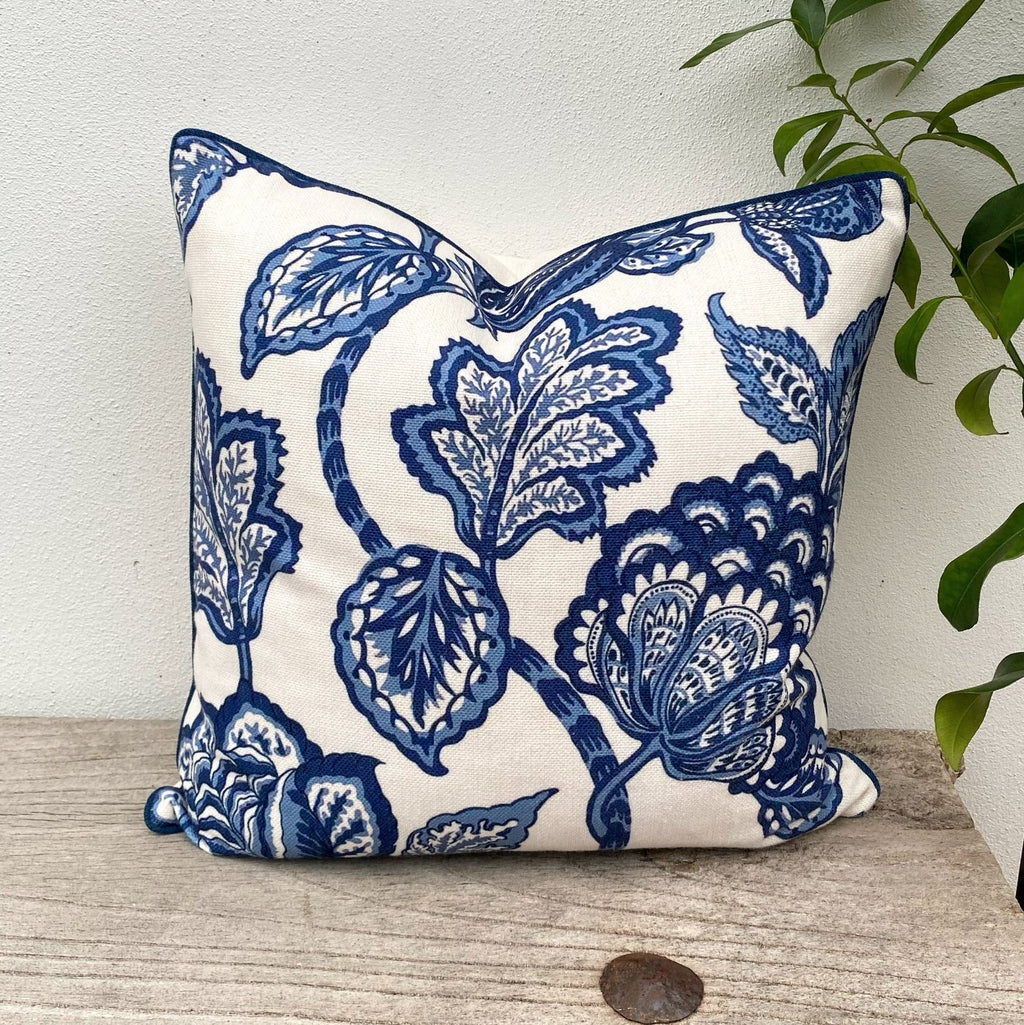 Floral Cushion - Pillows for Bed Decorative - Blue - Cotton Blend ...
