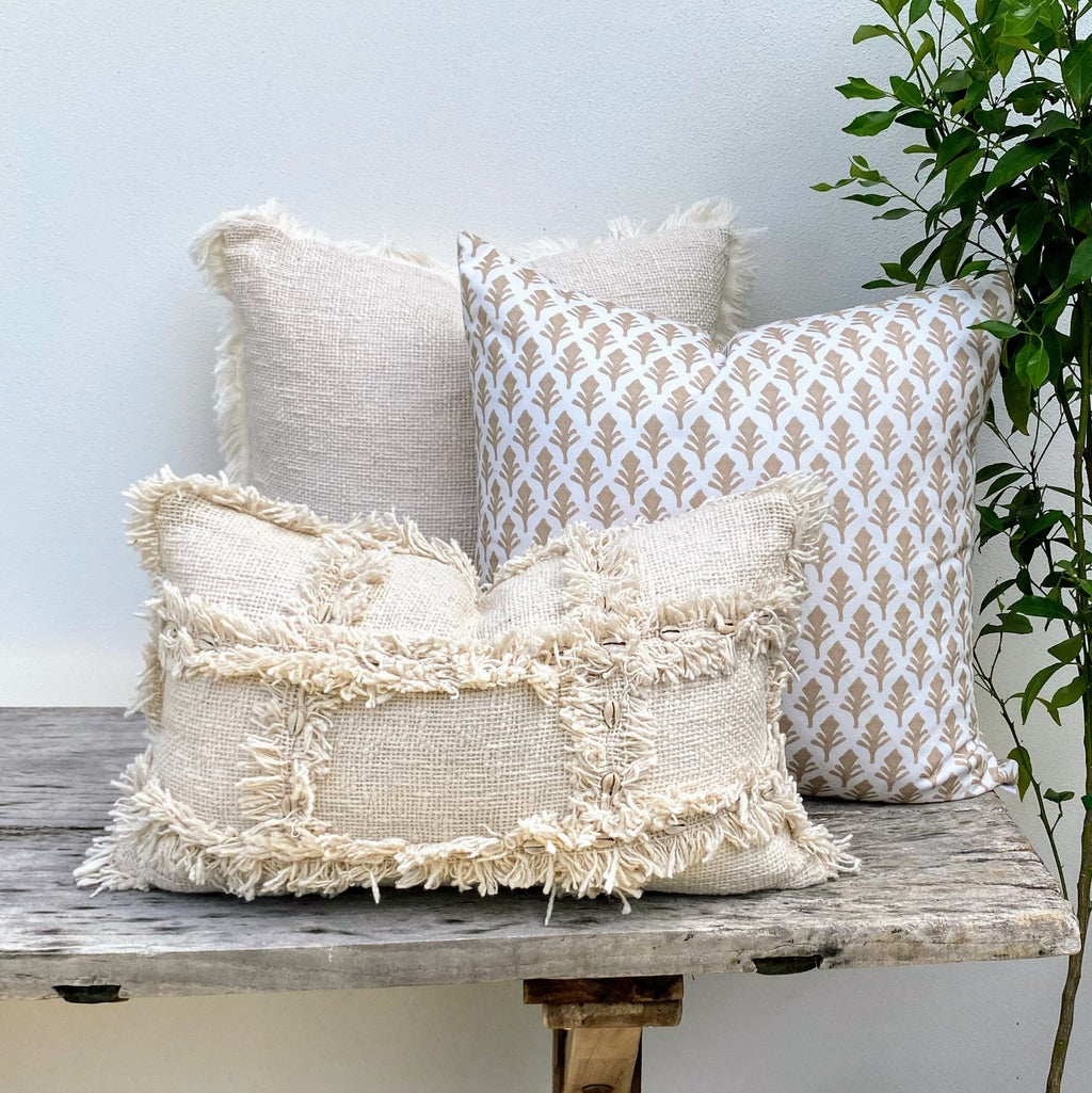 Natural Beachy Set of 3 Cushions- Plantation Cowrie Raya