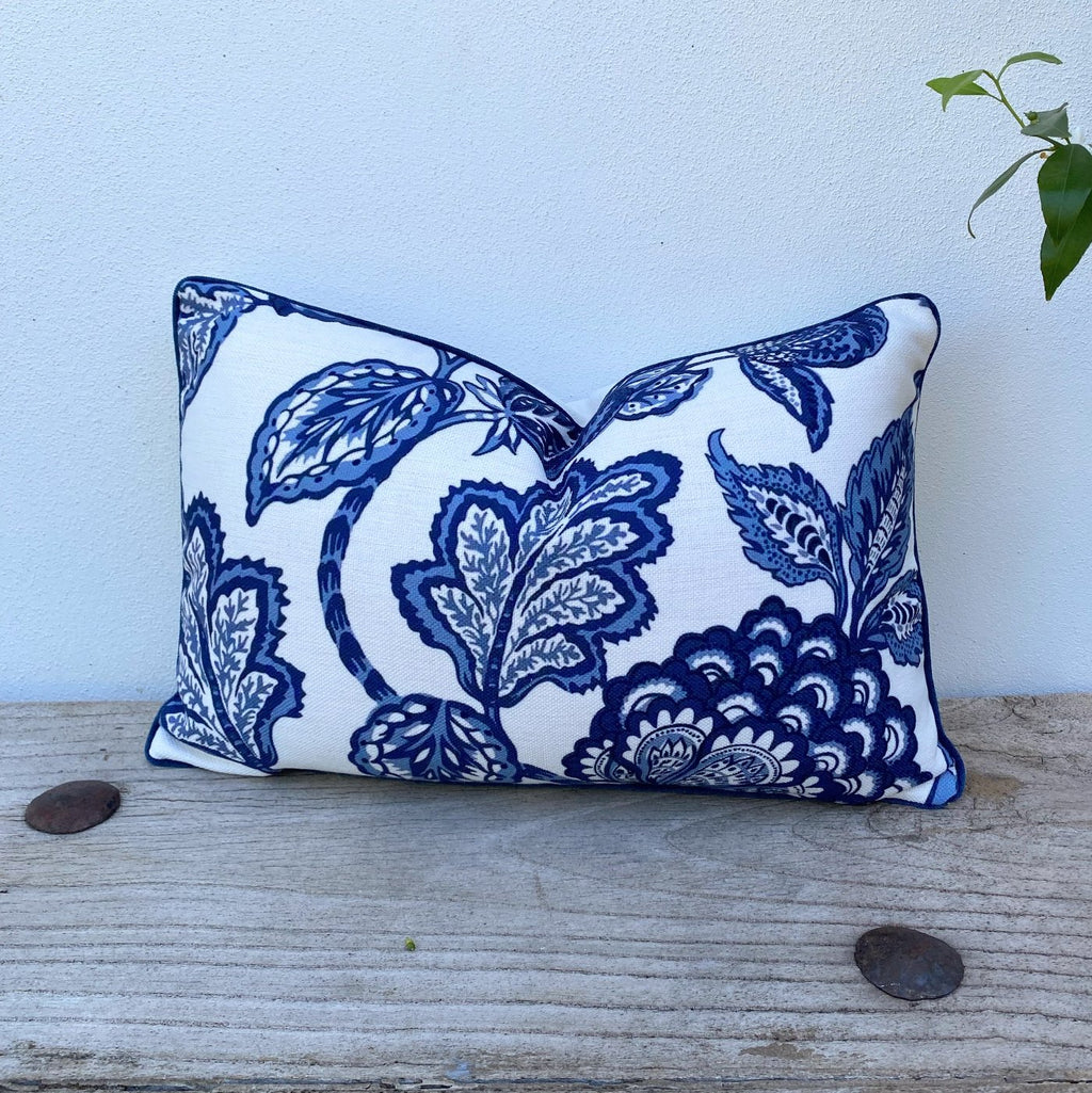 Rectangle Blue and White Floral Cushions | Revived Artisan