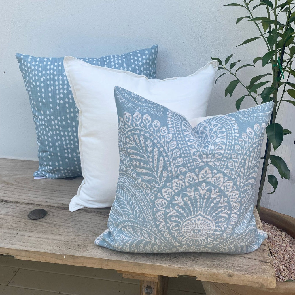 Set of 3 Light Blue Cushion | Revived Artisan