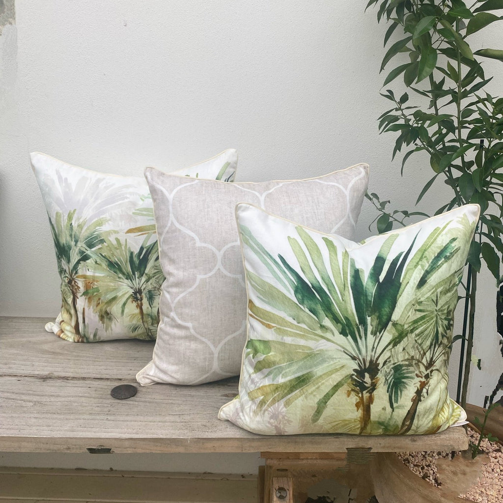 Set of 3 Tropical Palm Cushion Covers| Revived Artisan
