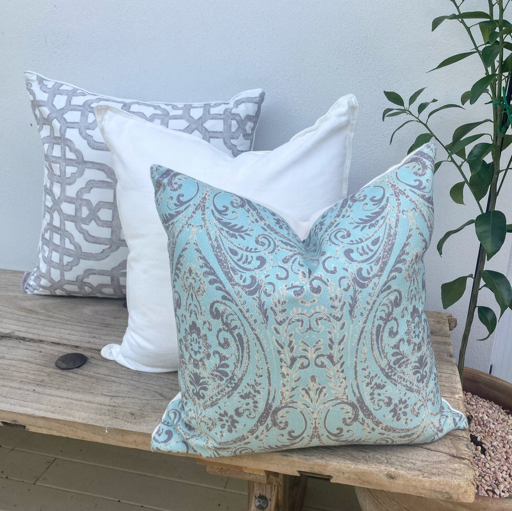 Set of 3 Blue Duck Egg Cushions | Revived Artisan